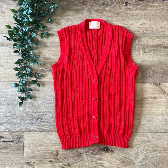 Pendleton | Sweaters | Pendleton Red Button Up Sweater Vest Size 38 ...
